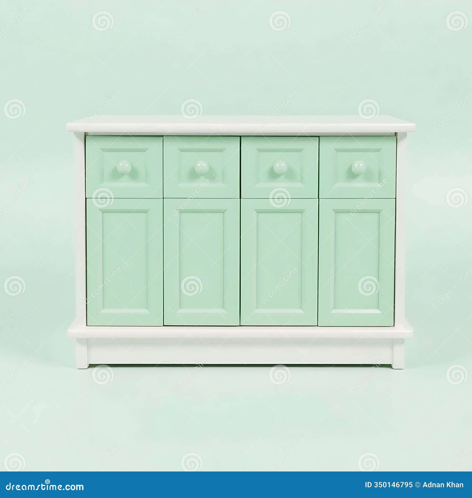A Compact Storage Unit with Pastel Green Panels on a Mint Backdrop ...