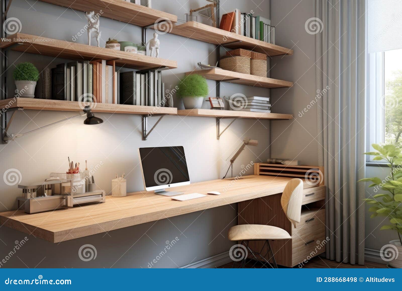 Compact Study Area with Floating Shelves and Space-saving Solutions ...