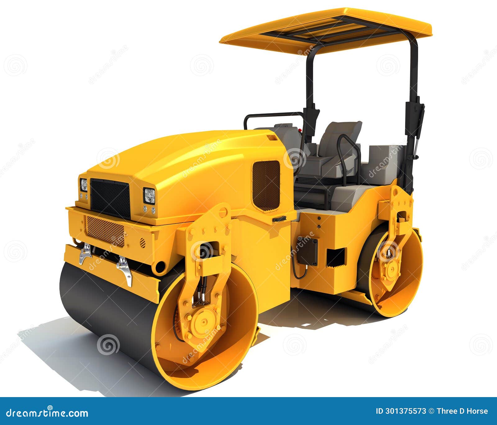Compact Tandem Vibratory Road Roller 3D Rendering Stock Illustration ...