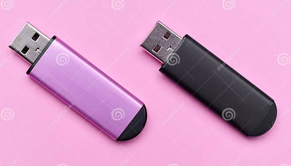 USB Flash Drives on Pink Surface Stock Illustration - Illustration of ...