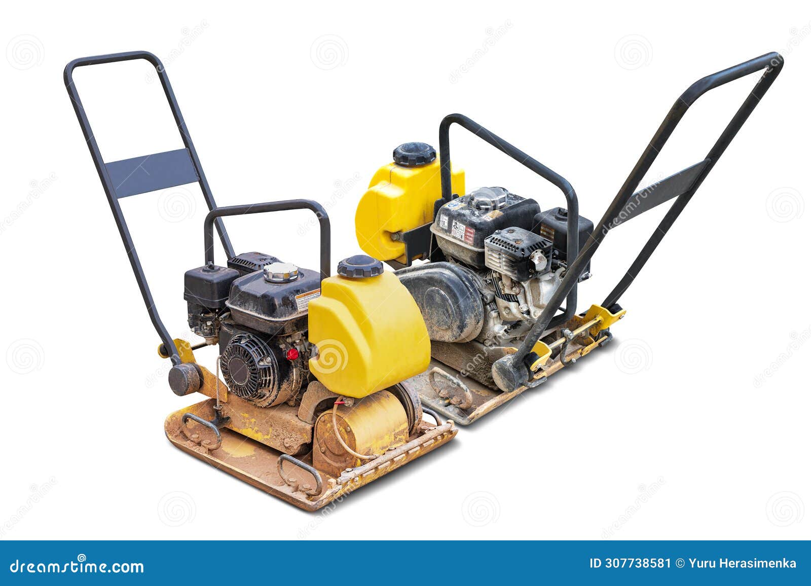A Compact Vibrating Plate Machine is Placed. the Machine is Designed for Soil Compaction ...