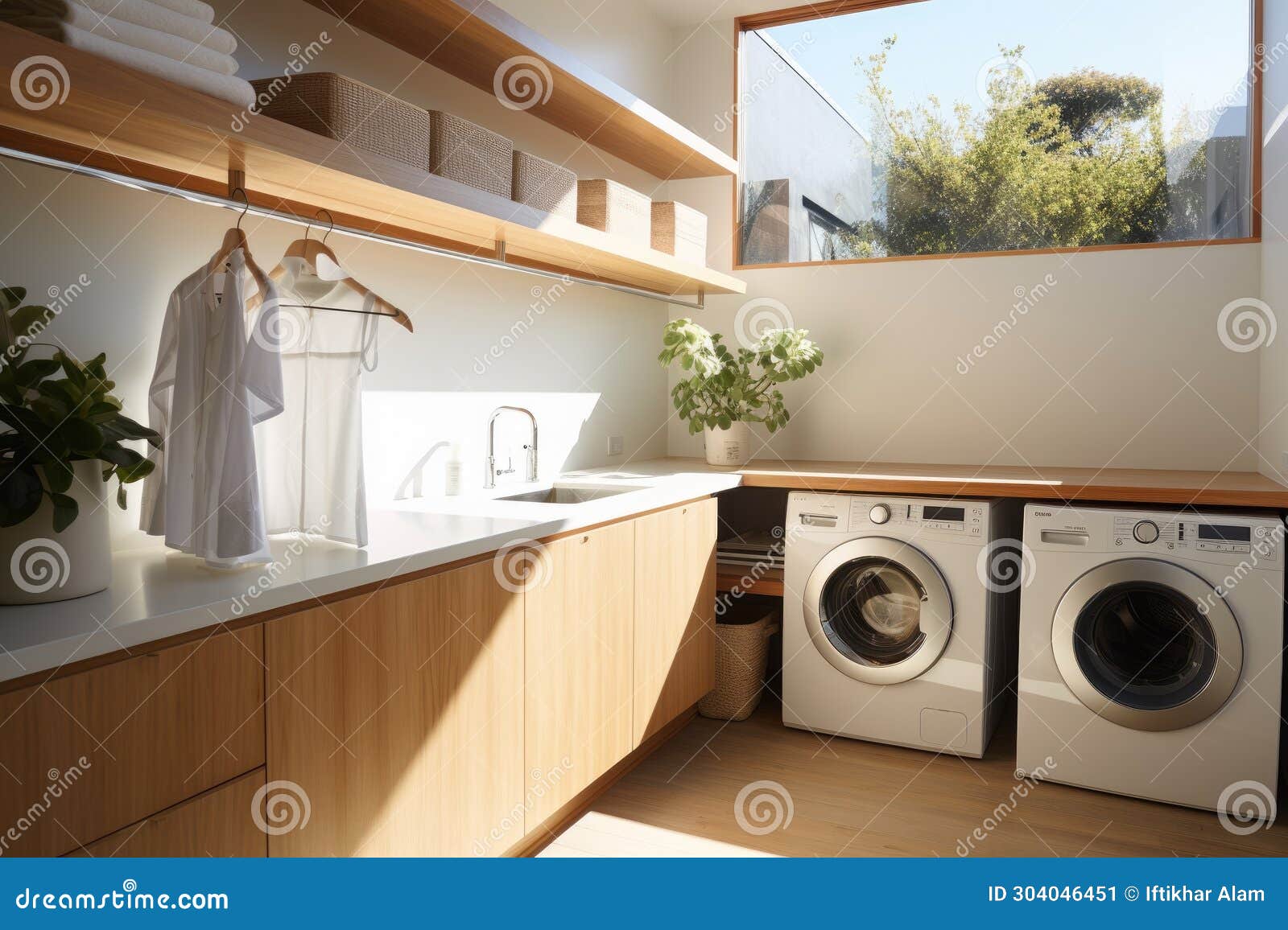 A Compact Washer and Dryer Set in a Small Room, Providing a Practical ...