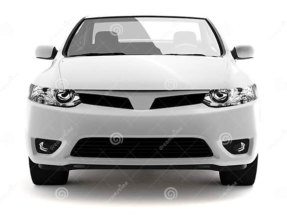 Compact White Car Front View Stock Illustration - Illustration of view ...
