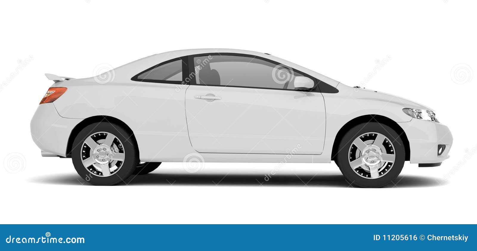 Compact White Car Side View Royalty Free Stock Image - Image: 11205616