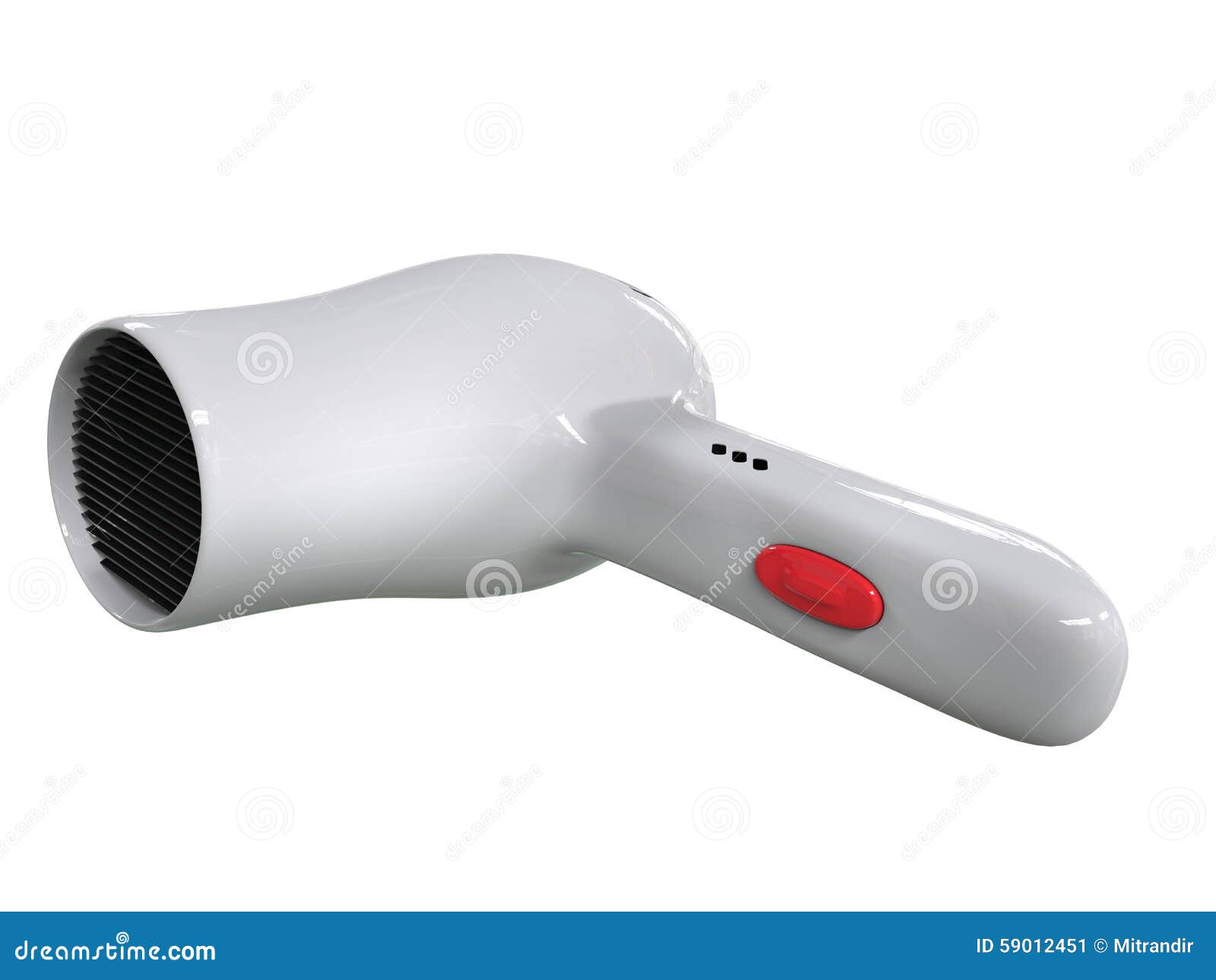 Compact White Hairdryer with Big Red Button Stock Image - Image of ...