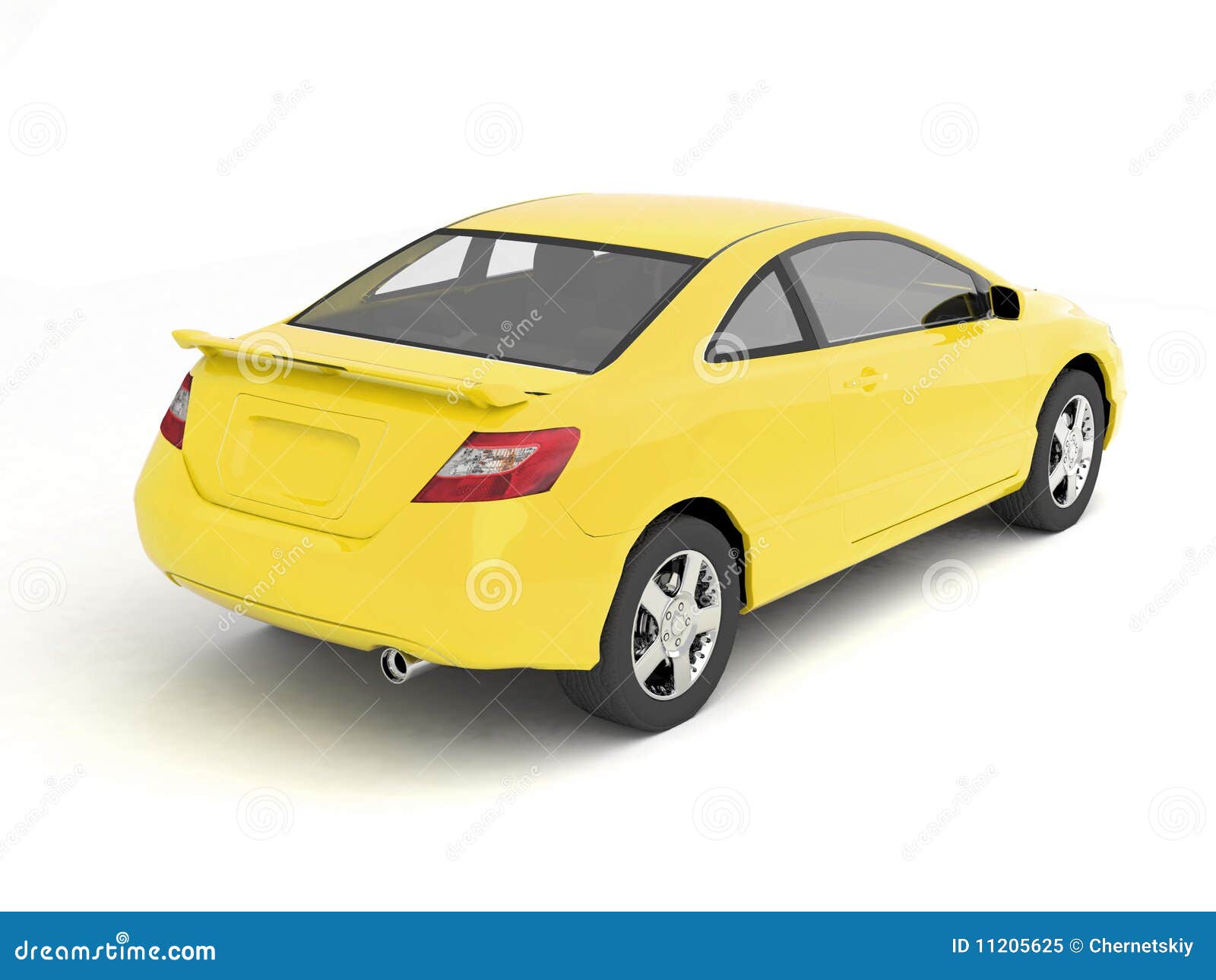 Compact Yellow Car Back View Stock Illustration - Illustration of ...