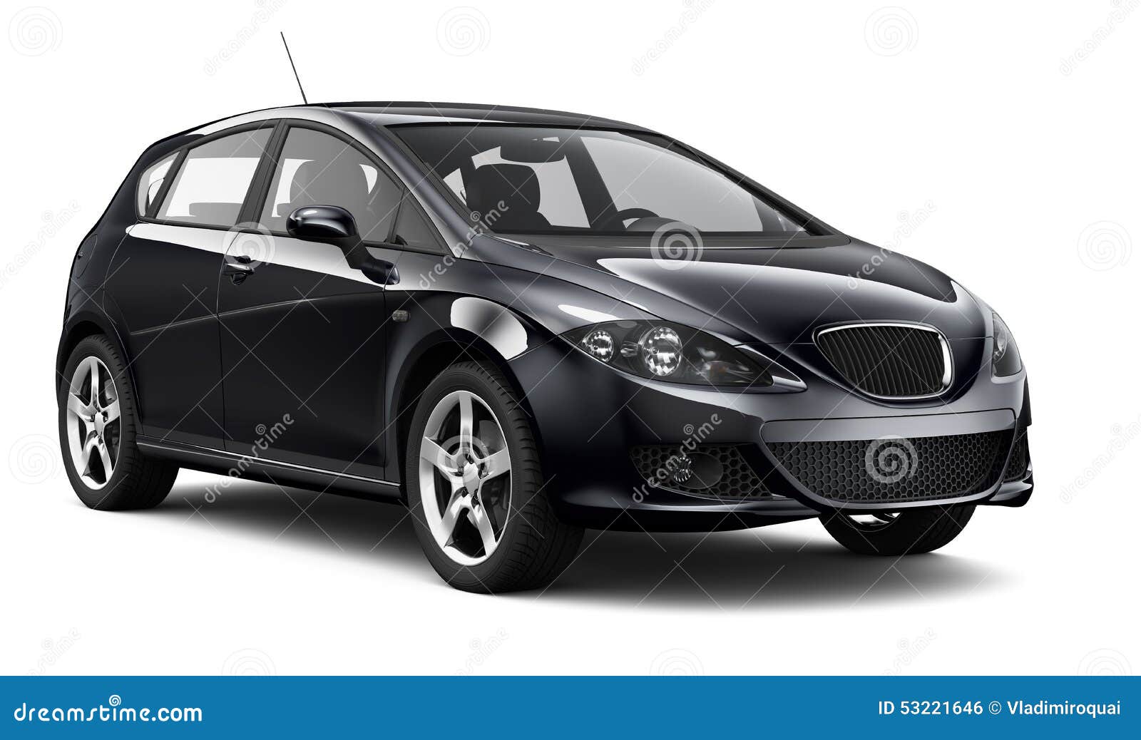 Compacte Zwarte Auto Op Witte Achtergrond Stock Illustratie ...