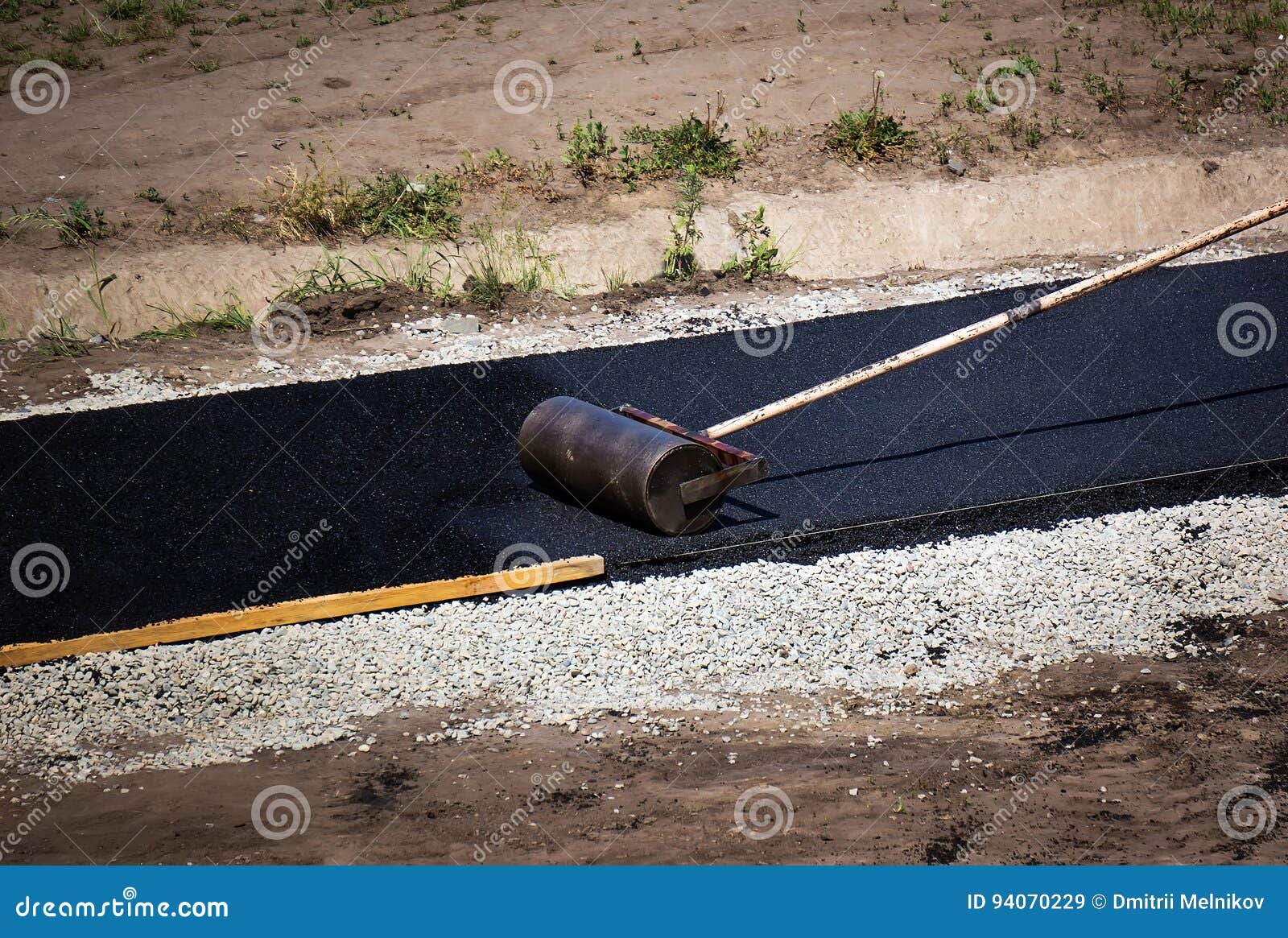 Compaction of Asphalt on a Path. Stock Image - Image of asphalt, manual ...