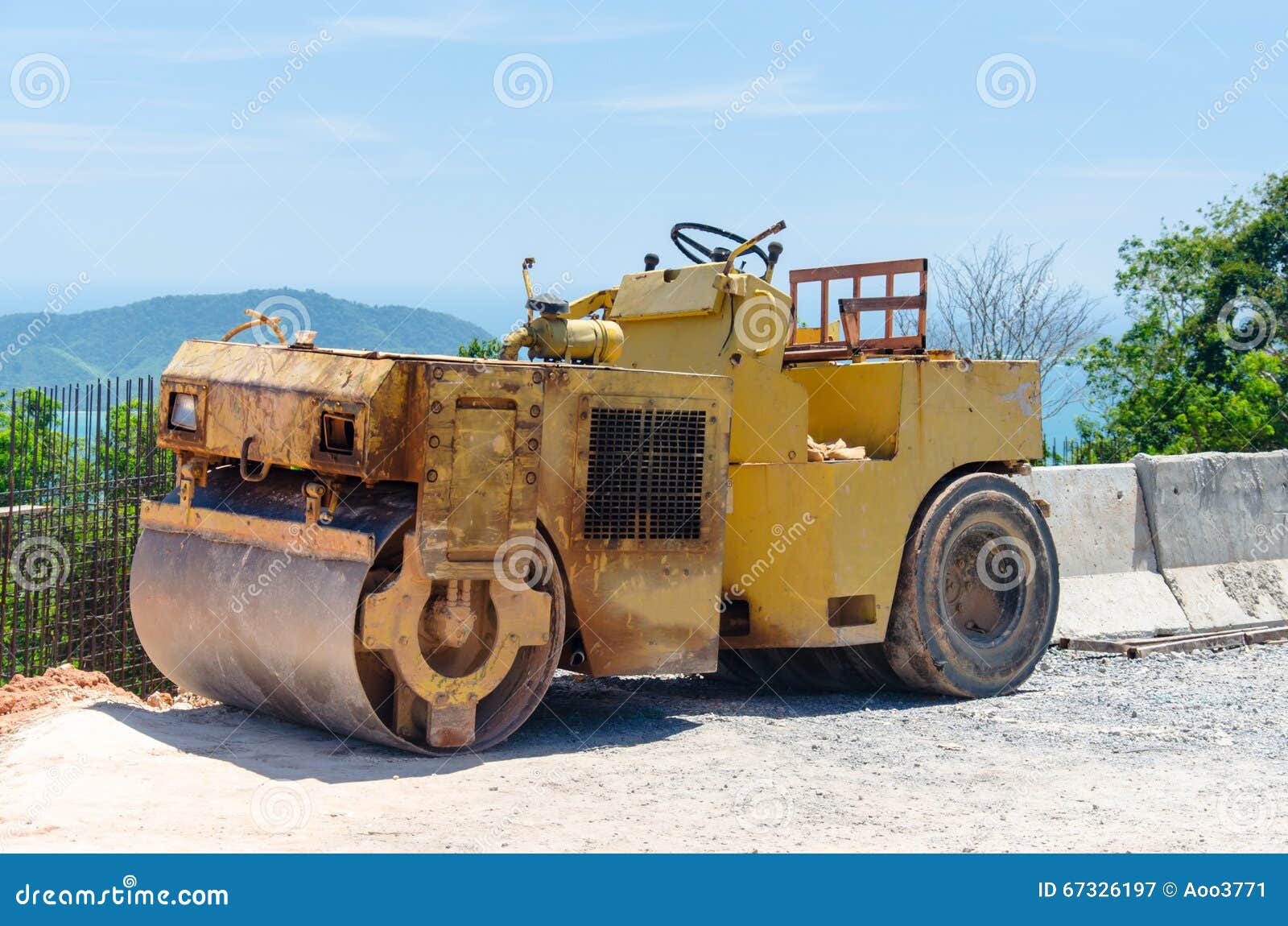 Compaction the road stock image. Image of construction - 67326197