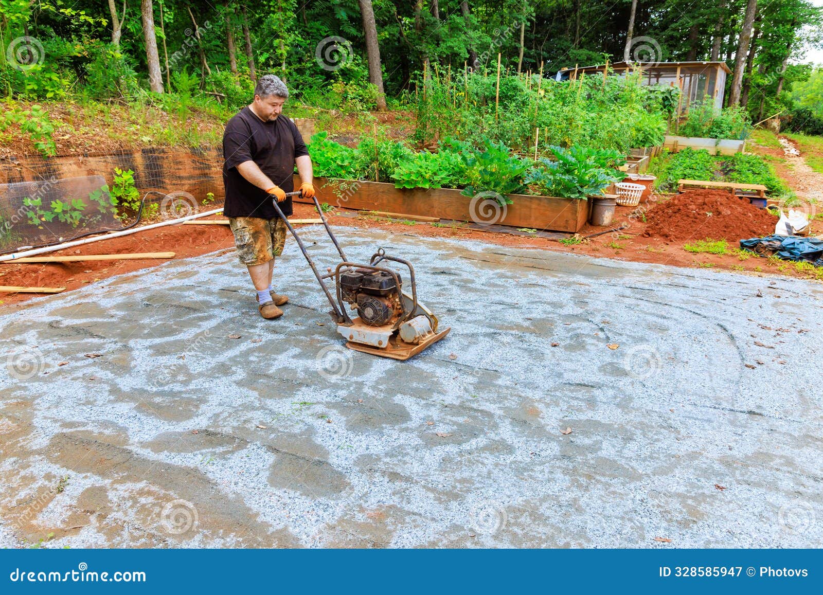 Compaction Sand Using Vibratory Tamping Machine during Construction of ...