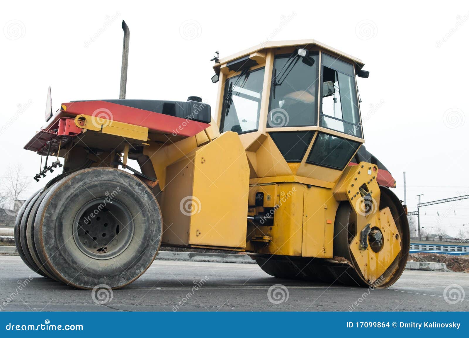Compactor at Asphalt Pavement Works Stock Photo - Image of building ...
