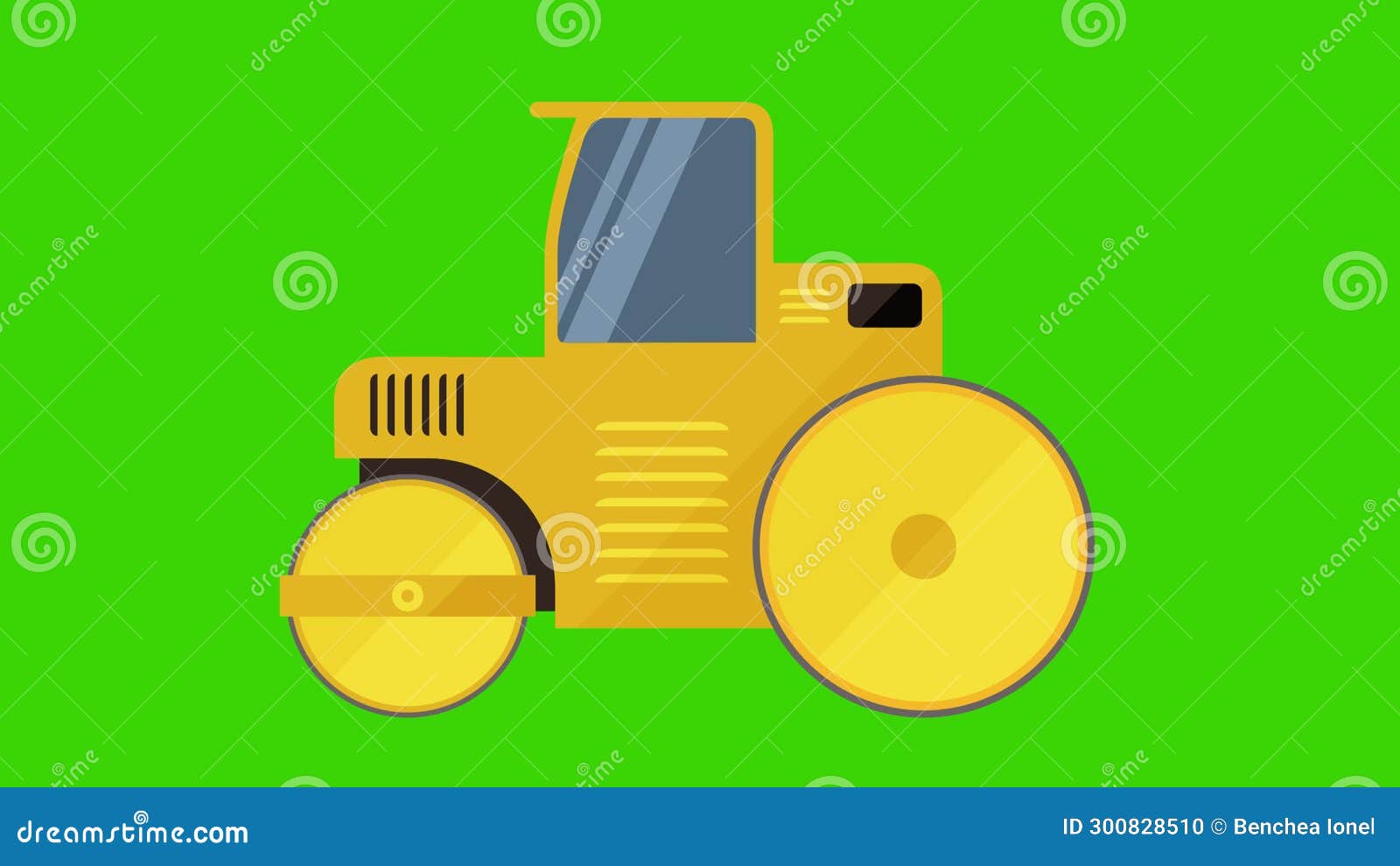 Compactor Cylinder Machine Running on Green Screen Background 2D ...