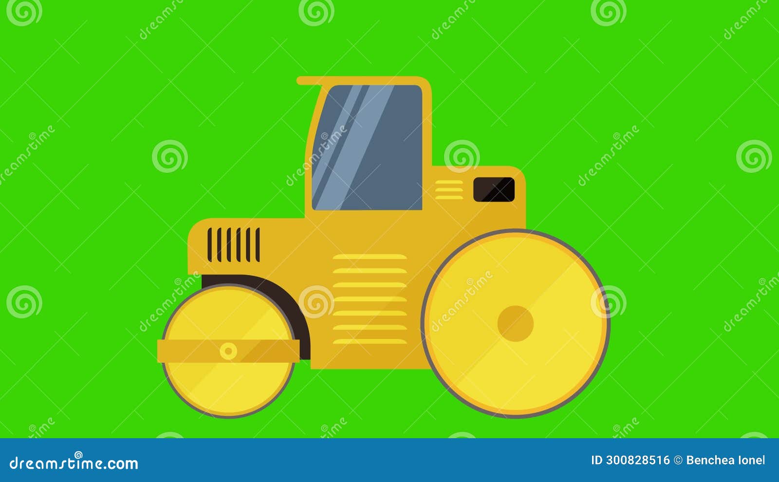 Compactor Cylinder Machine Running on Green Screen Background 2D ...