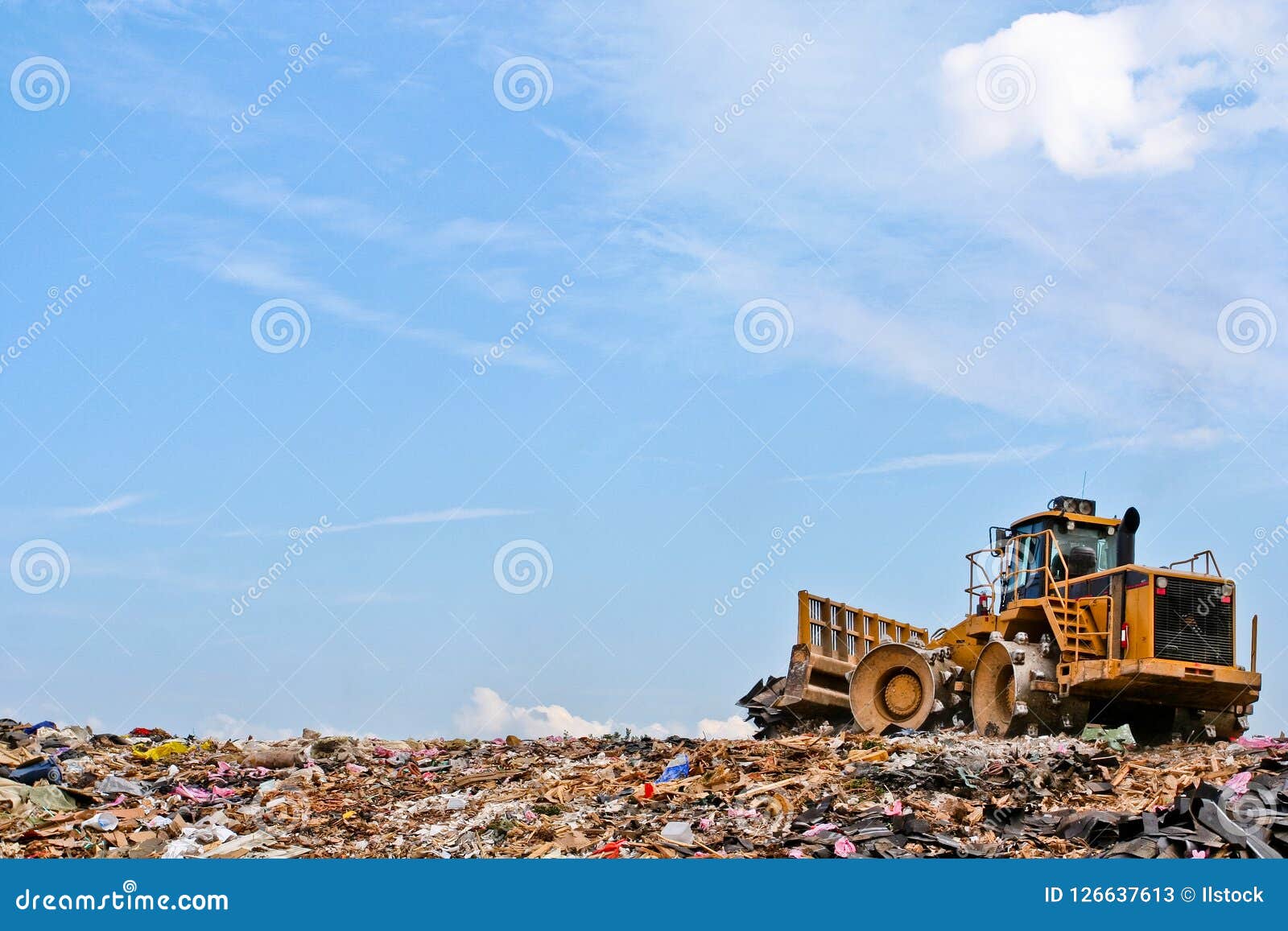 Compactor on a Hill at a Landfill Stock Image - Image of dump ...