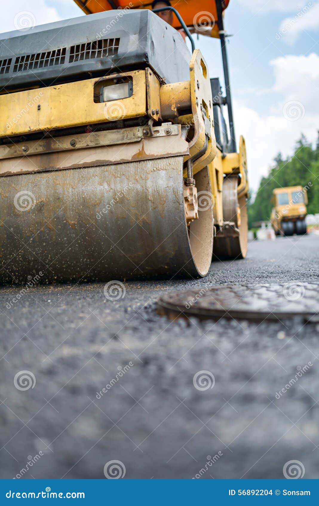Compactor Roller at Asphalting Work. Stock Photo - Image of asphalting ...