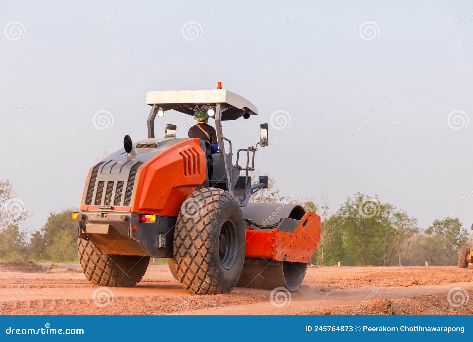 Compactors At Road Construction Site, Vibratory Road Roller And Asphalt ...