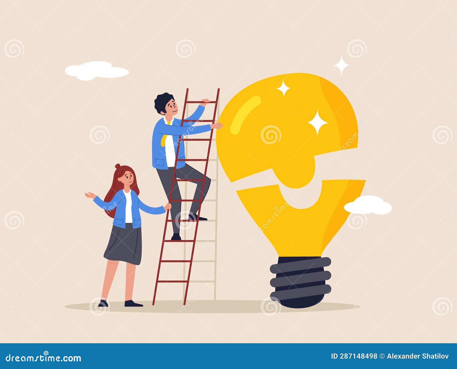 Solution. Collaborate And Teamwork. A Man And A Woman Search Together A ...