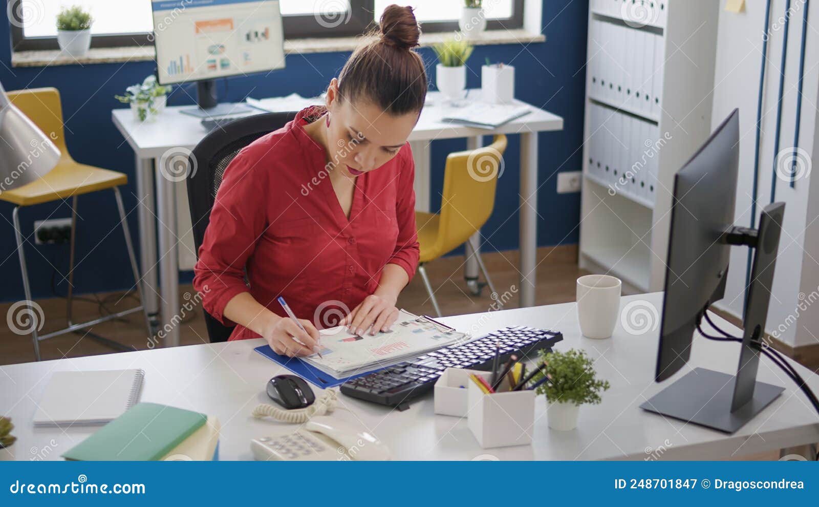 Company Accountant Taking Notes on Financial Documents Stock Image ...