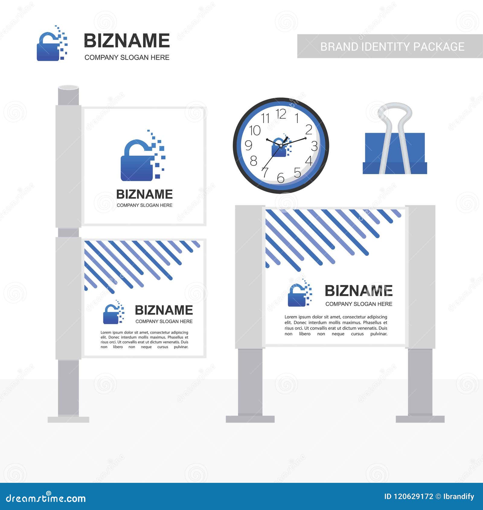 Company Ads Banner Unique Design with Lock Logo Stock Vector ...