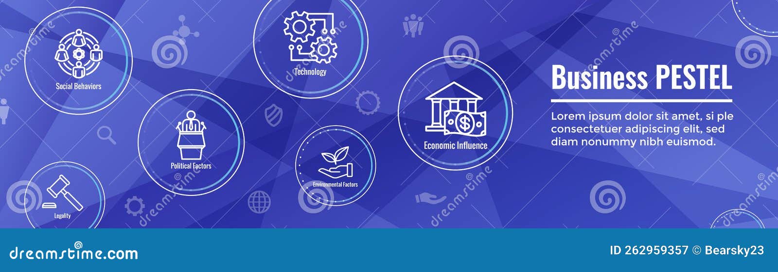 Company Analysis Using Pestel Methods Icon Set with Web Header Banner ...