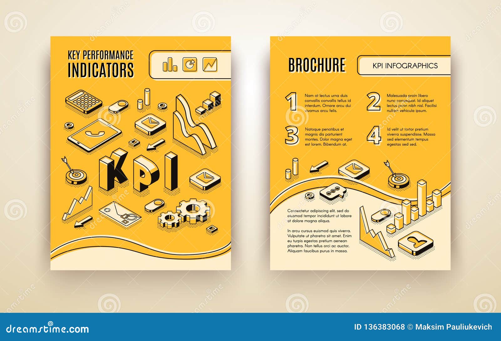 Company KPI Analysis Vector Brochure Template Stock Vector ...