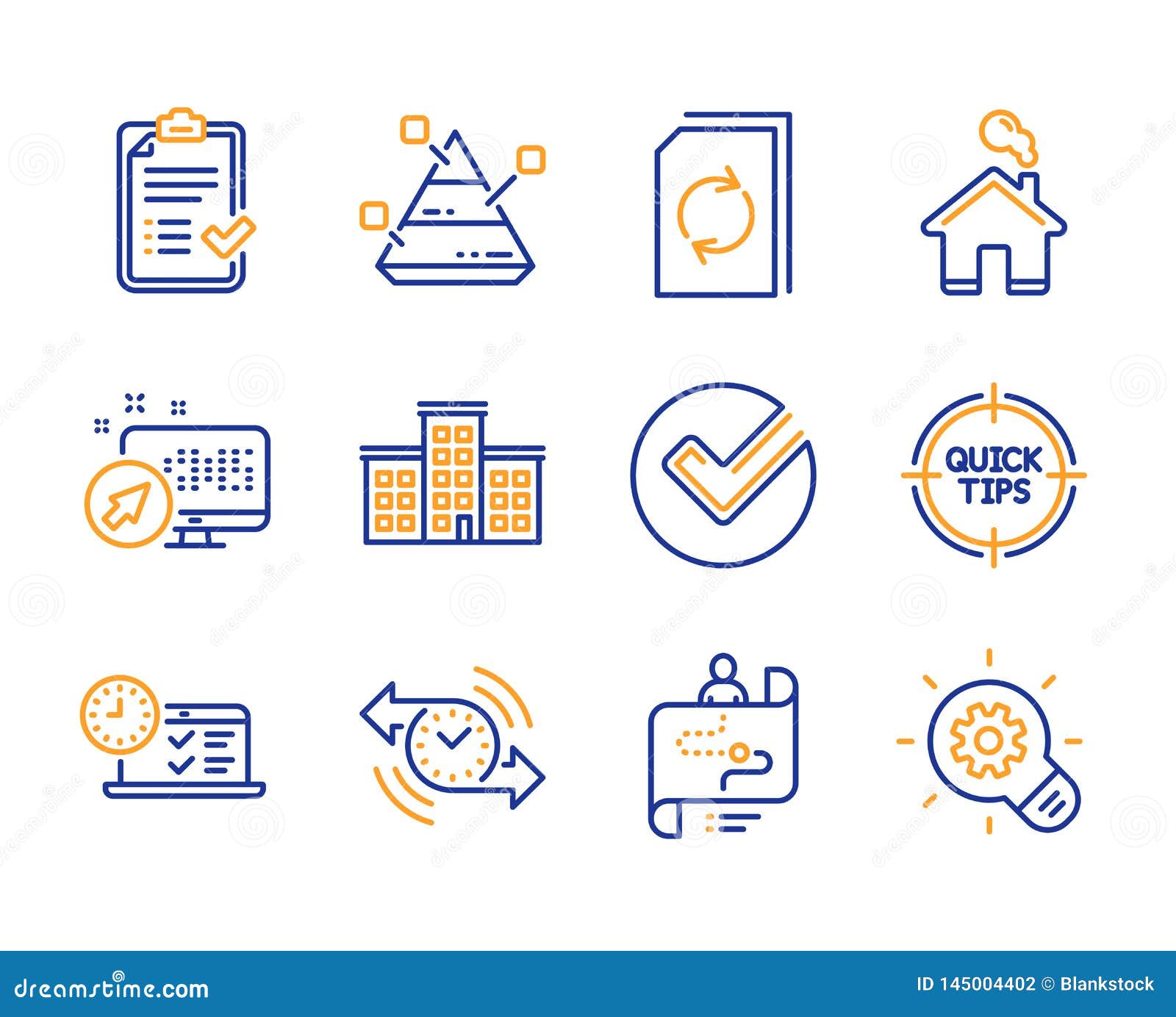 Company, Approved Checklist And Online Test Icons Set. Web System ...