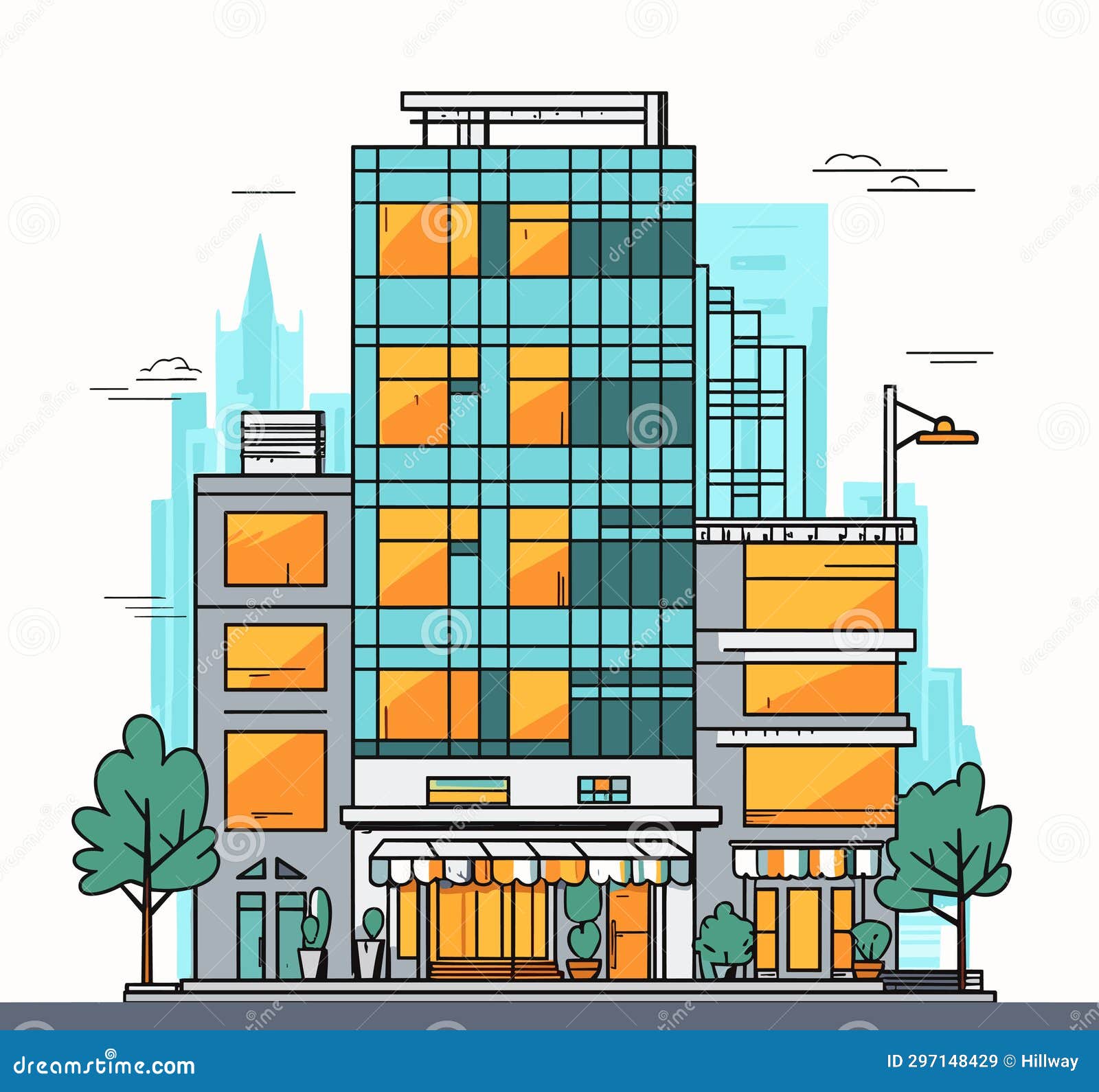 Company Building in Flat Style. Vector Illustration Stock Vector ...