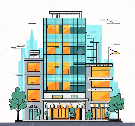 Company Building in Flat Style. Vector Illustration Stock Vector ...