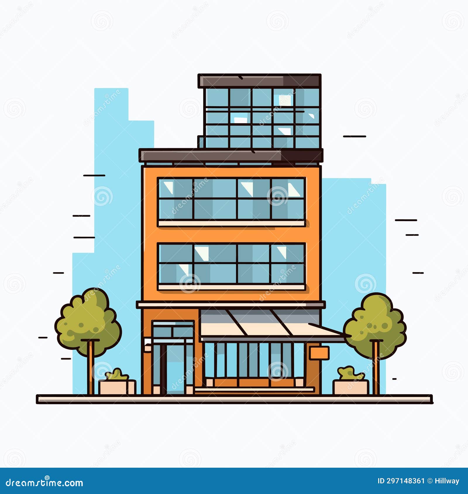 Company Building in Flat Style. Vector Illustration Stock Vector ...