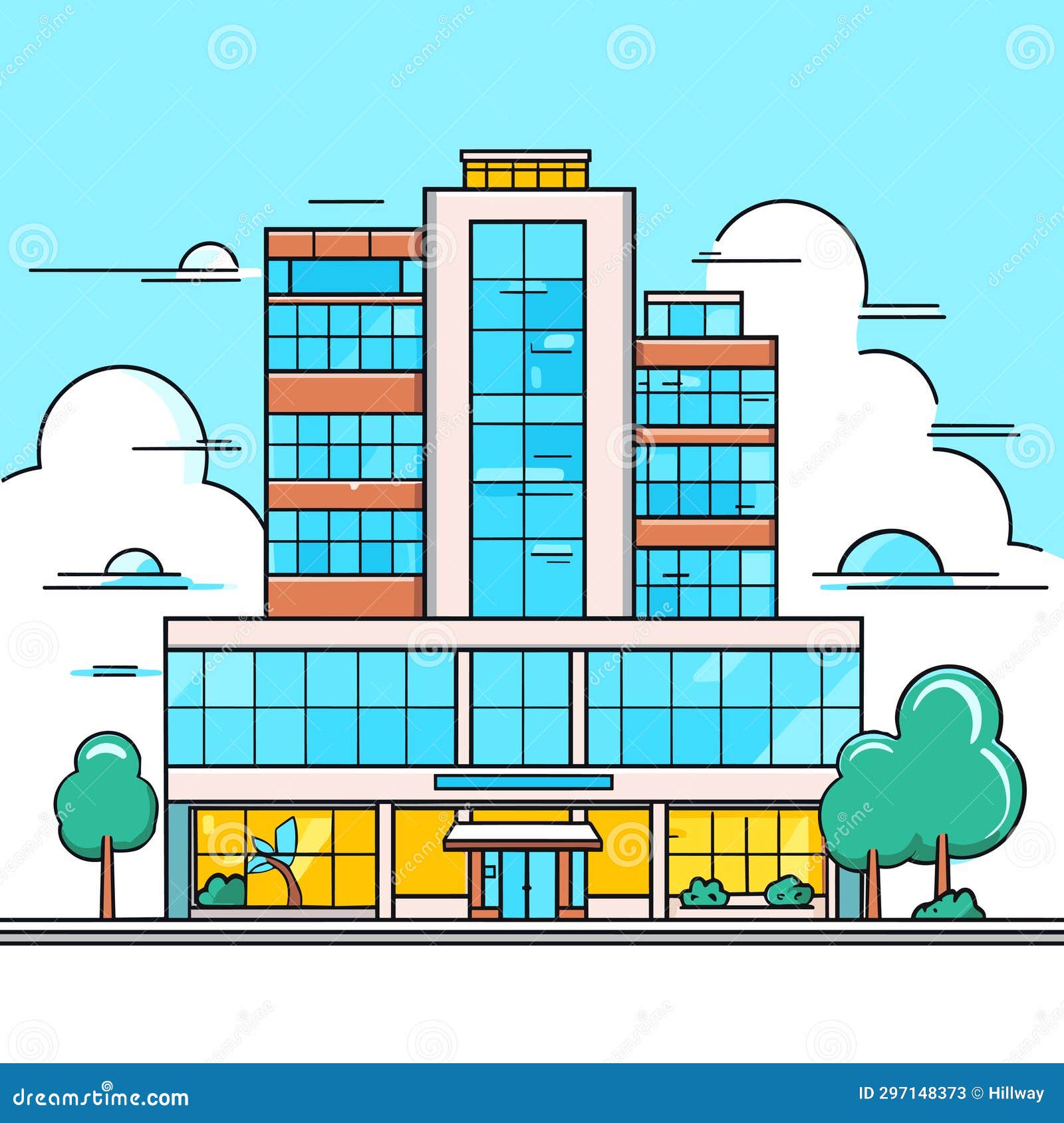 Company Building in Flat Style. Vector Illustration Stock Vector ...
