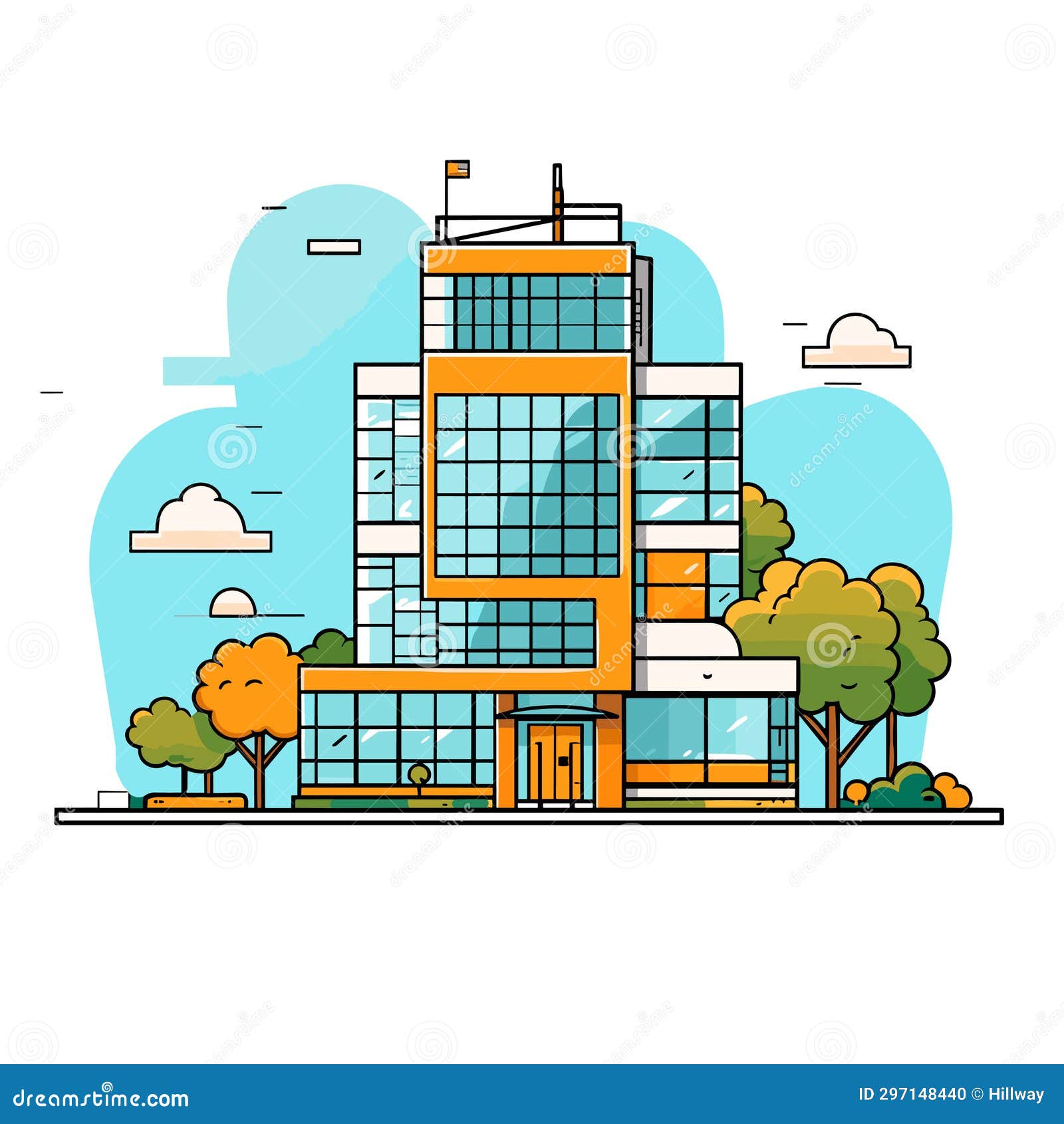 Company Building in Flat Style. Vector Illustration Stock Vector ...
