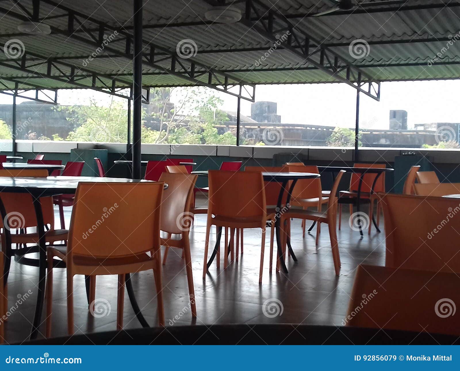 Company Cafeteria with Many Empty Seats and Tables. Stock Image - Image ...