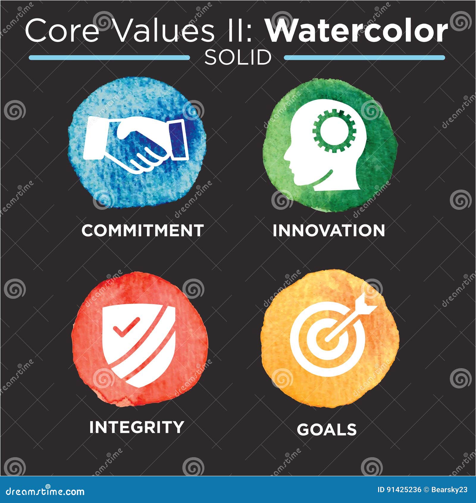 Company Core Values Outline Icons for Websites or Infographics Stock ...