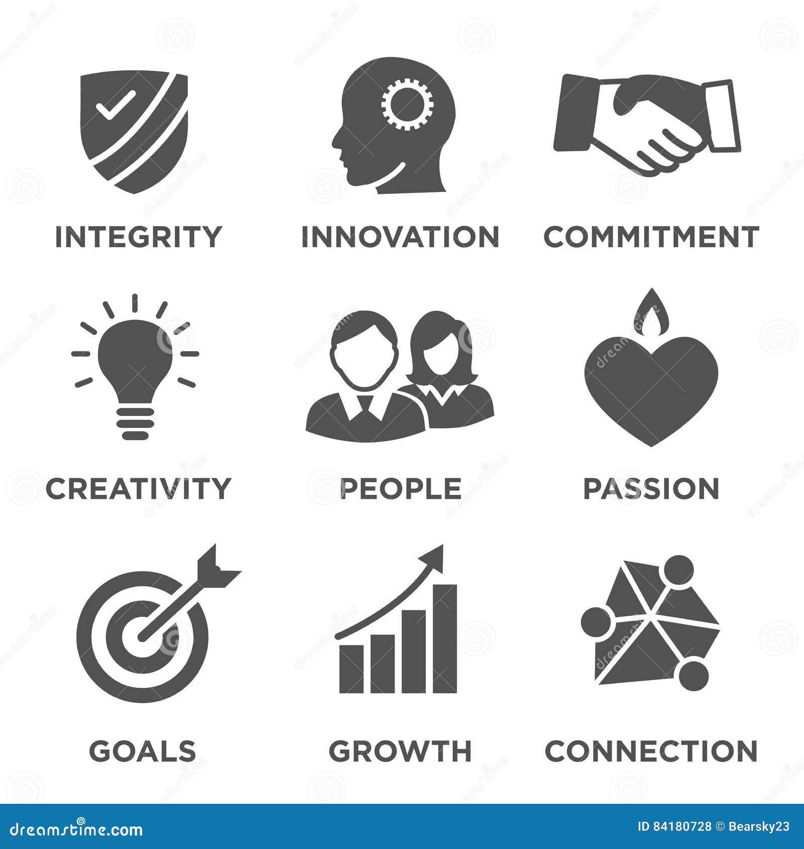 Company Core Values Solid Icons Stock Vector - Illustration of culture ...