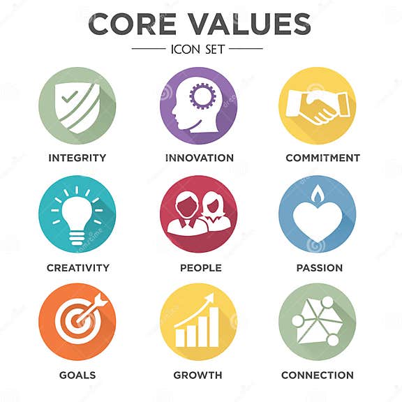Company Core Values Solid Icons Stock Vector - Illustration of industry ...