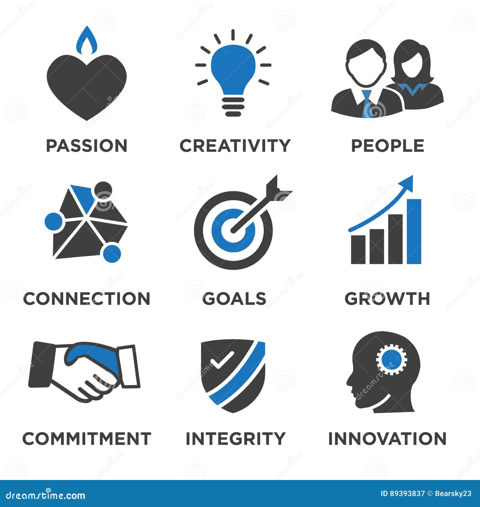 Company Core Values Solid Icons for Websites or Infographics Stock ...