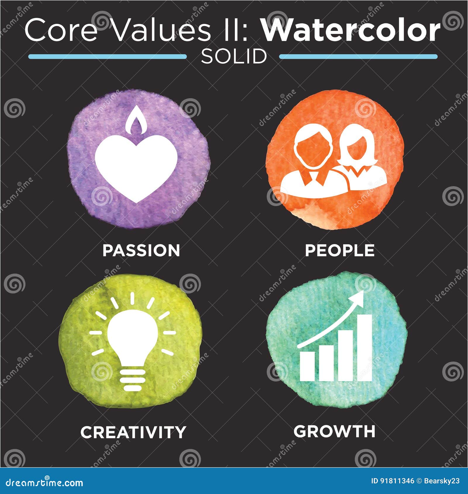 Company Core Values Solid Icons for Websites or Infographics Stock ...