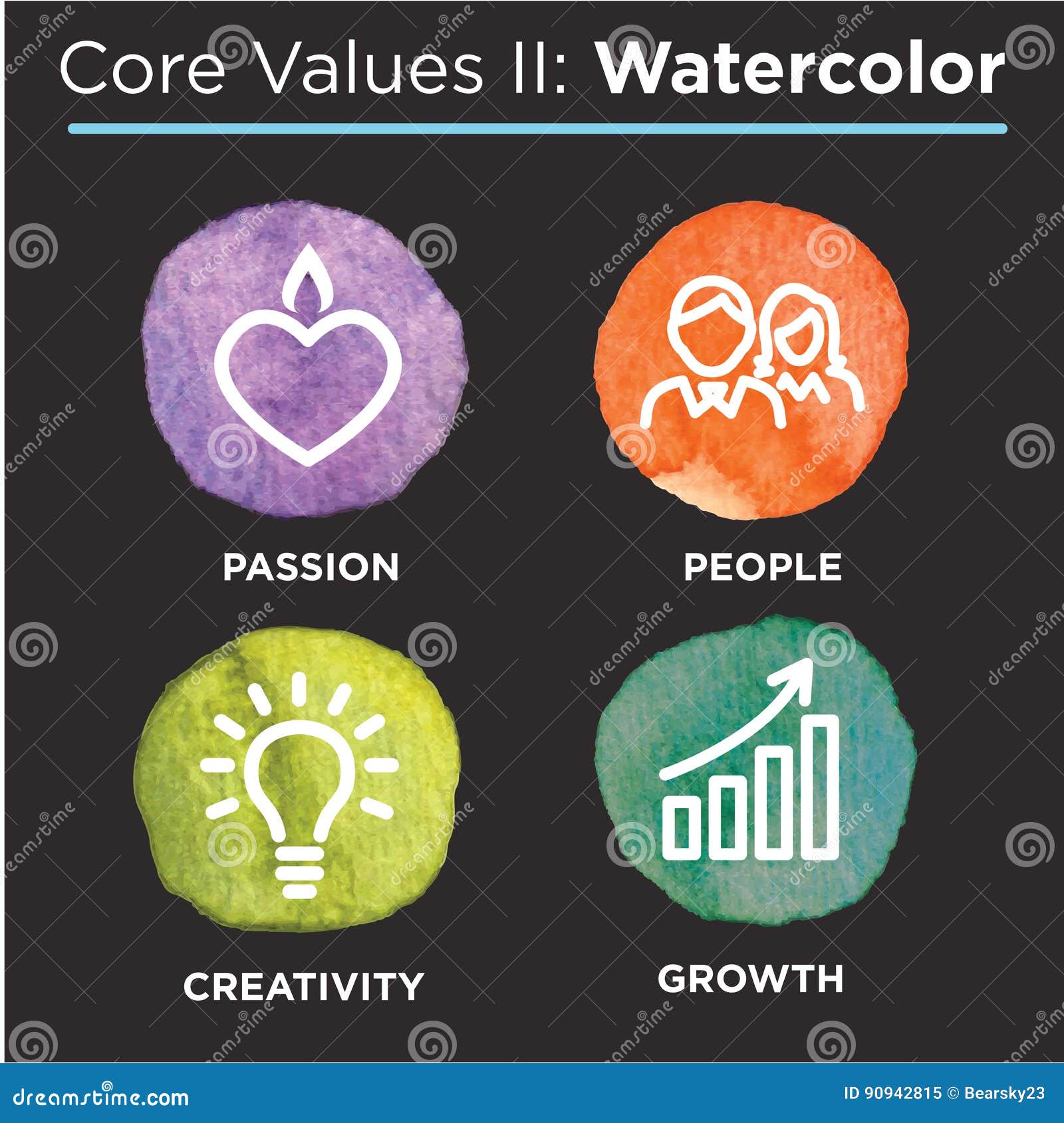 Company Core Values Solid Icons For Websites Or Infographics Cartoon ...