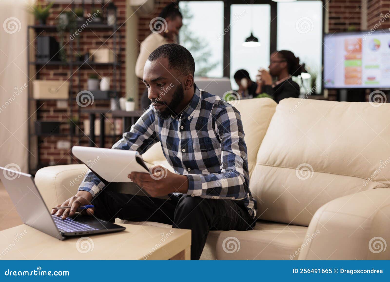 Company Employee Analyzing Documents in Office Stock Image - Image of ...