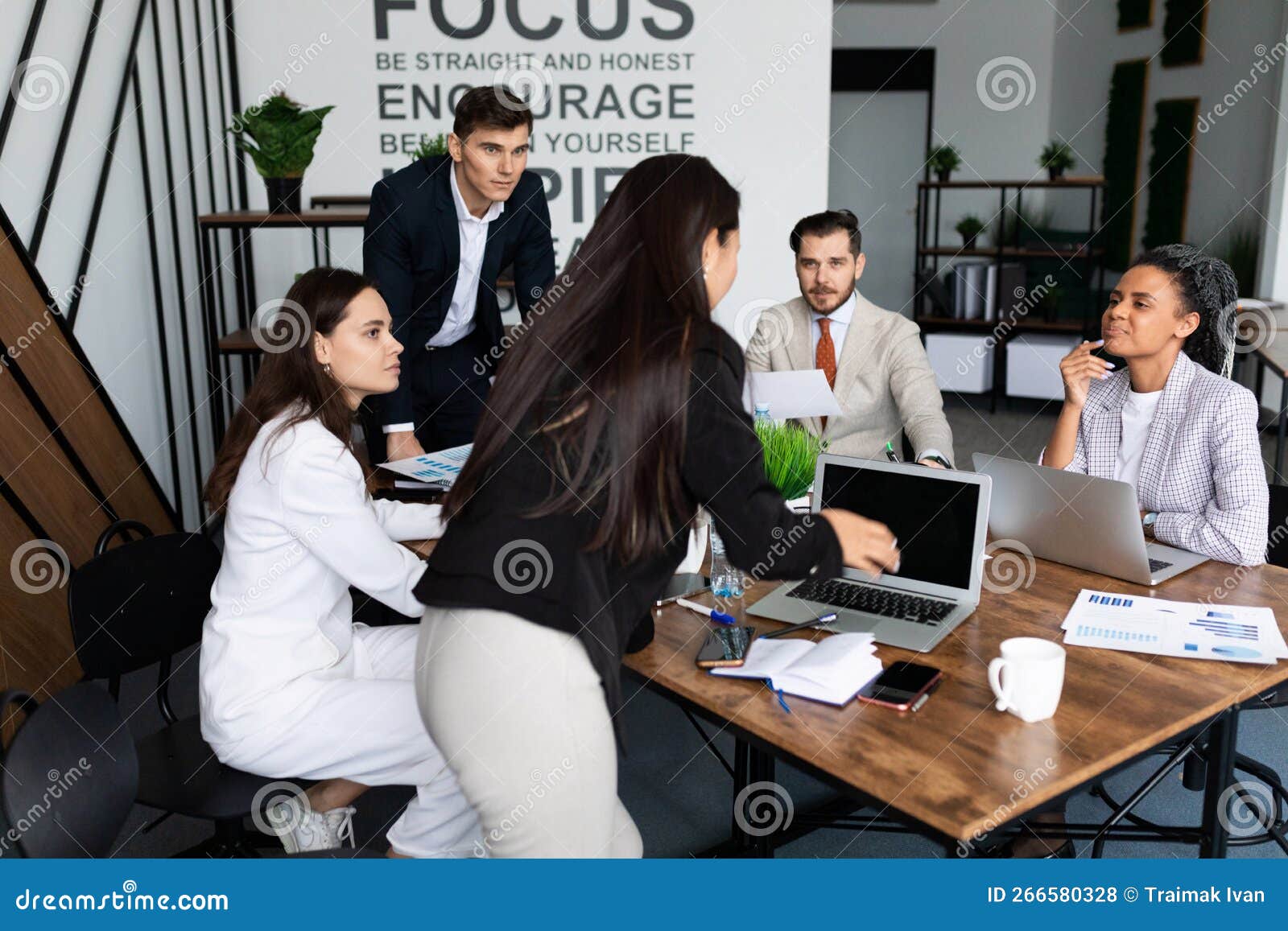 Company Employees Discussing during a Meeting in the Office at a Large ...
