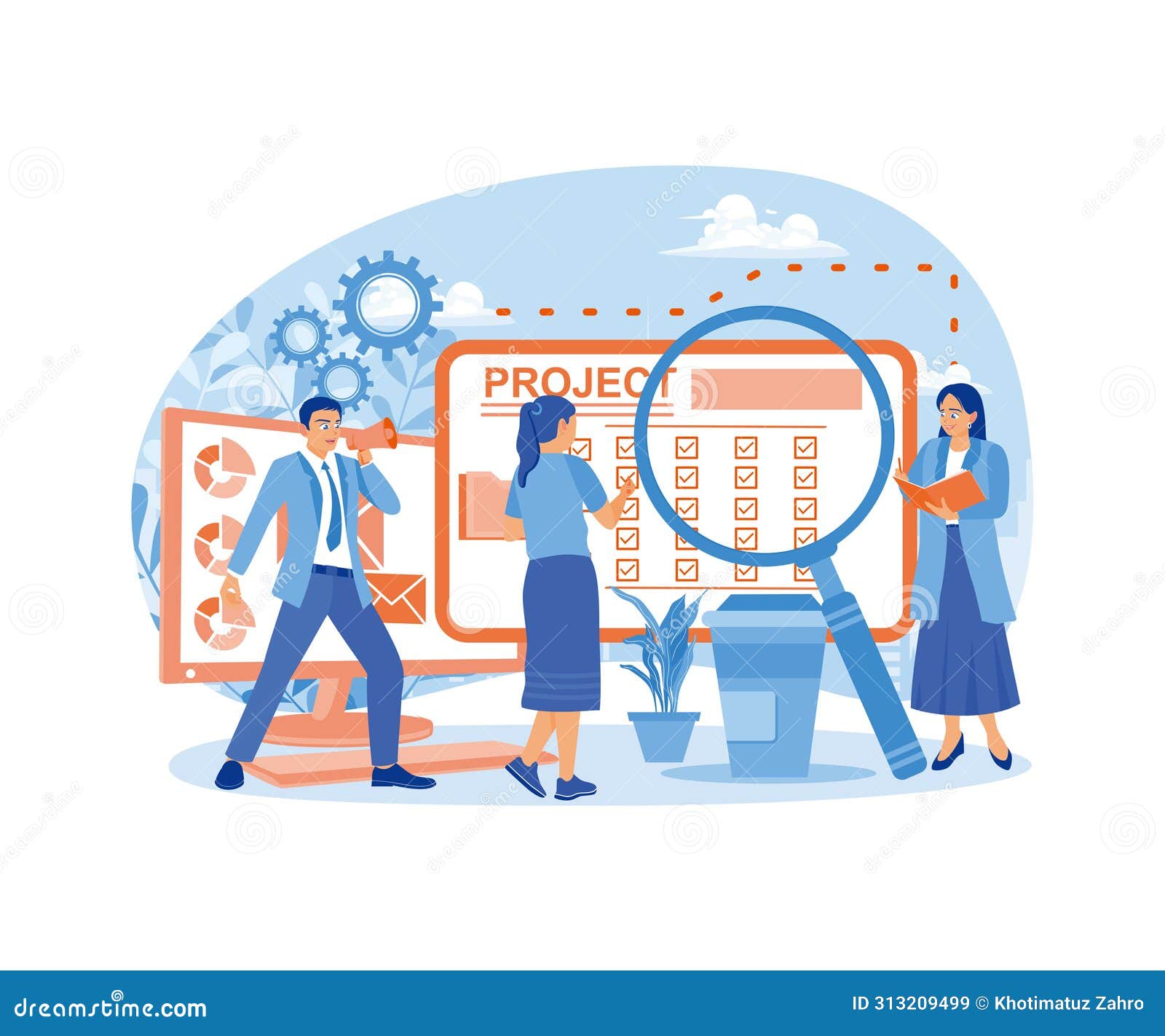 Company Employees Set Work Schedules. Complete Work on Time Stock ...