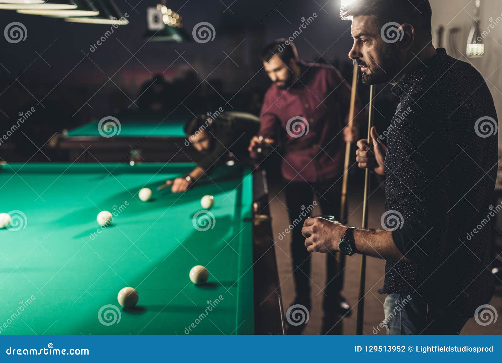 Company of Handsome Men Playing in Pool Stock Photo - Image of ...