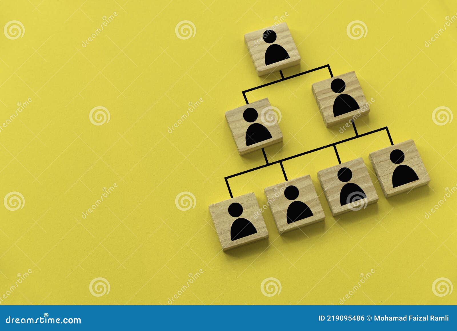 Company Hierarchical Organizational Chart of Blocks on Yellow ...