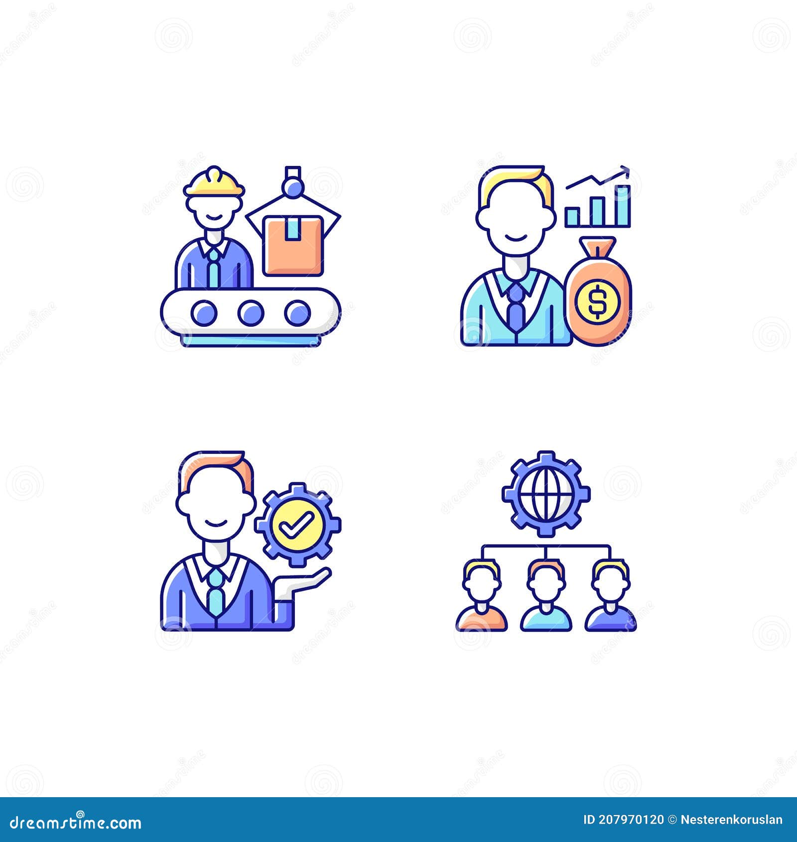 Company Hierarchical Structure RGB Color Icons Set Stock Illustration ... Company Hierarchical Structure RGB Color Icons Set Stock Illustration ...