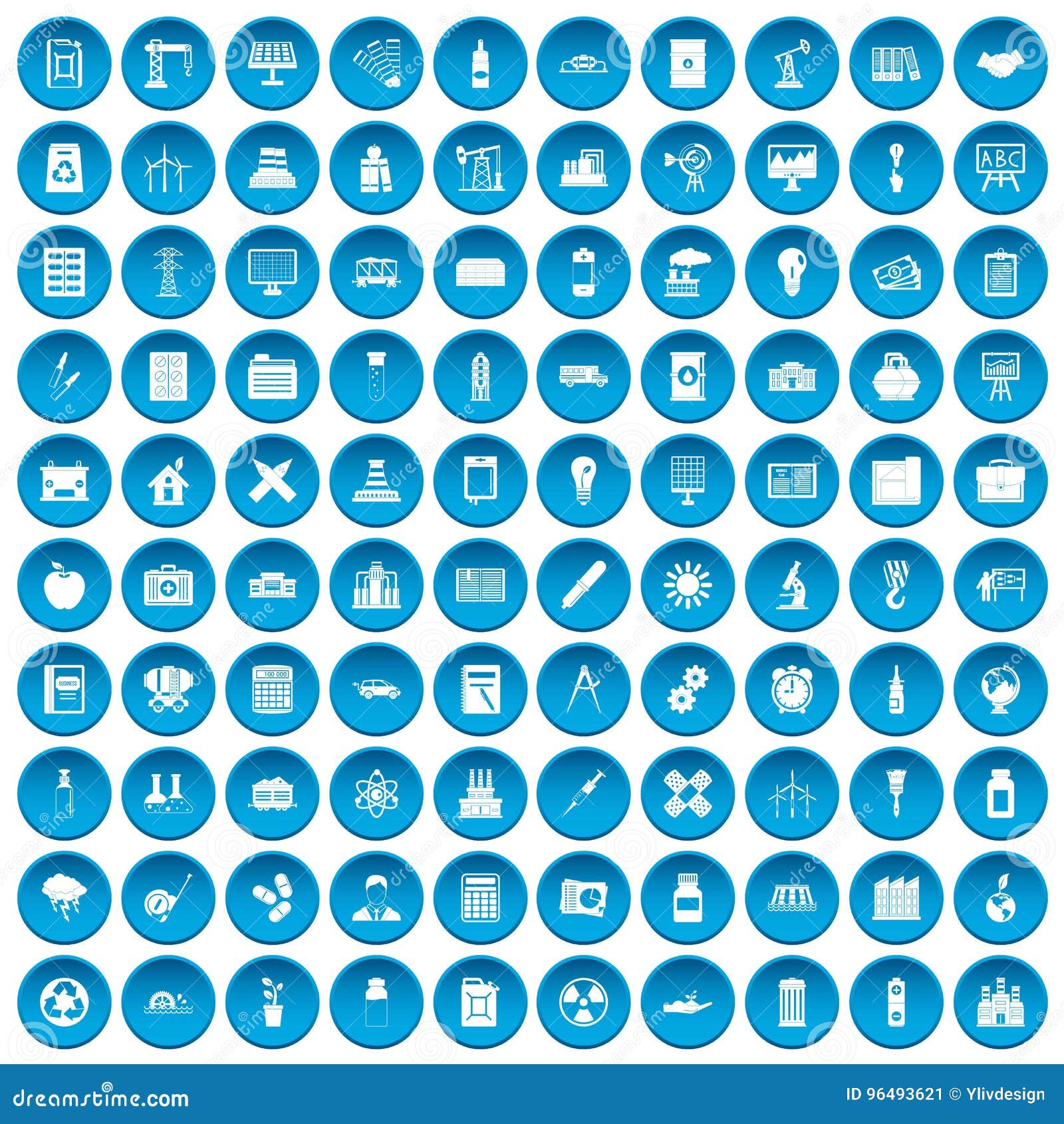 100 company icons set blue stock vector. Illustration of hook - 96493621