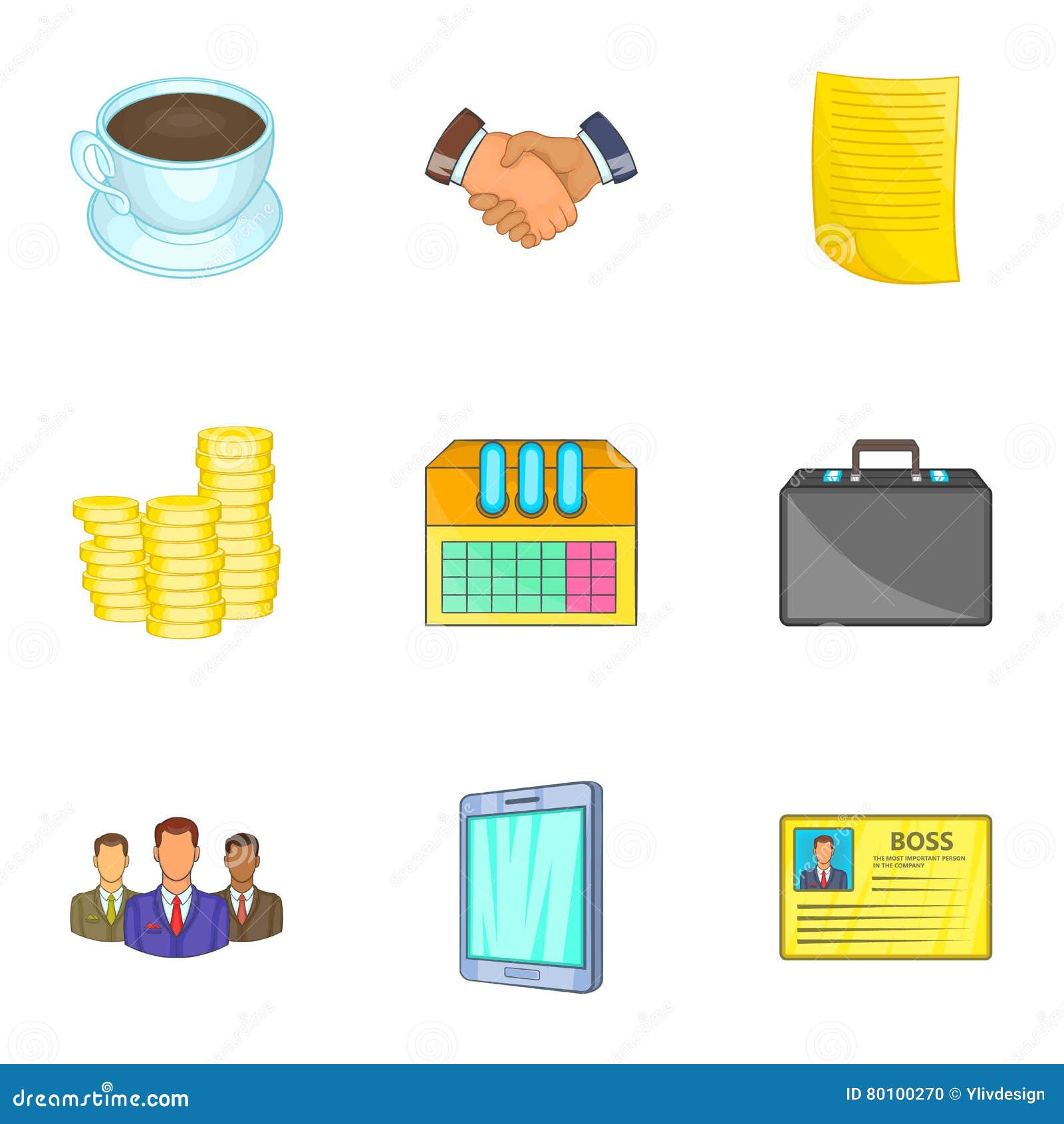 Company Icons Set, Cartoon Style Stock Vector - Illustration of cartoon ...