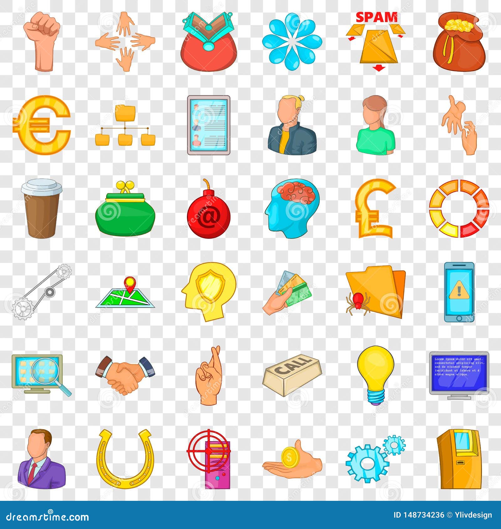 Company Icons Set, Cartoon Style Stock Vector - Illustration of belt ...