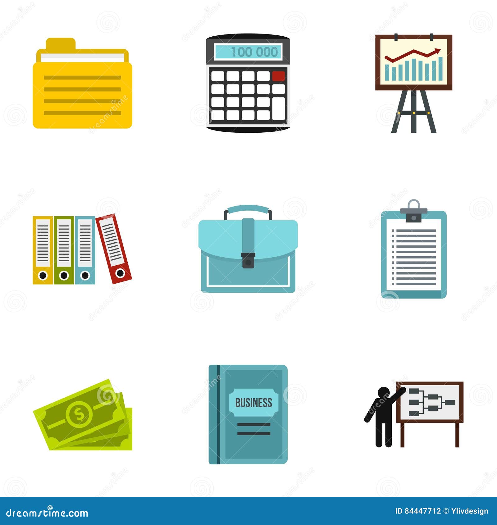 Company Icons Set, Flat Style Stock Vector - Illustration of company ...