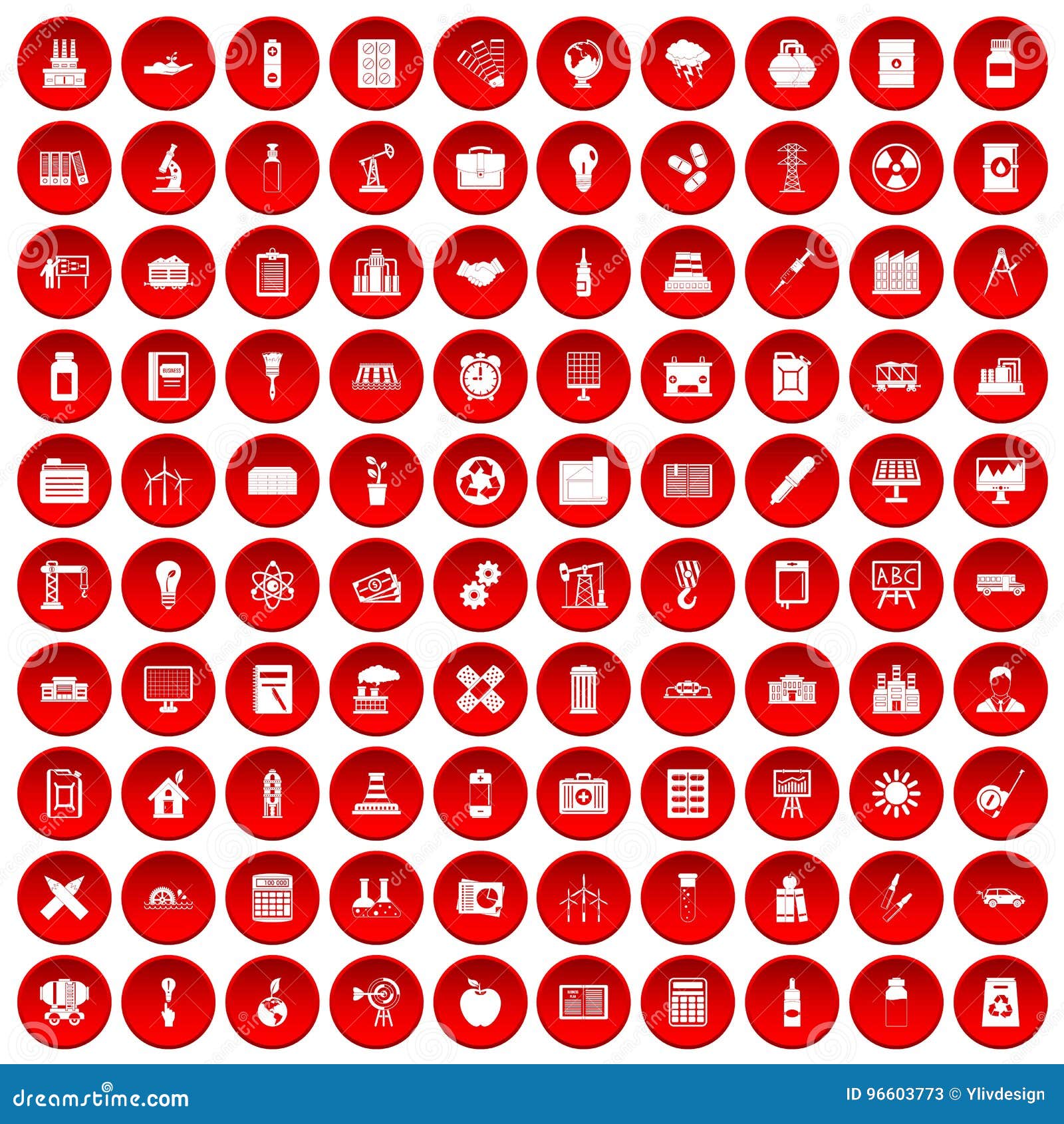 100 company icons set red stock vector. Illustration of case - 96603773