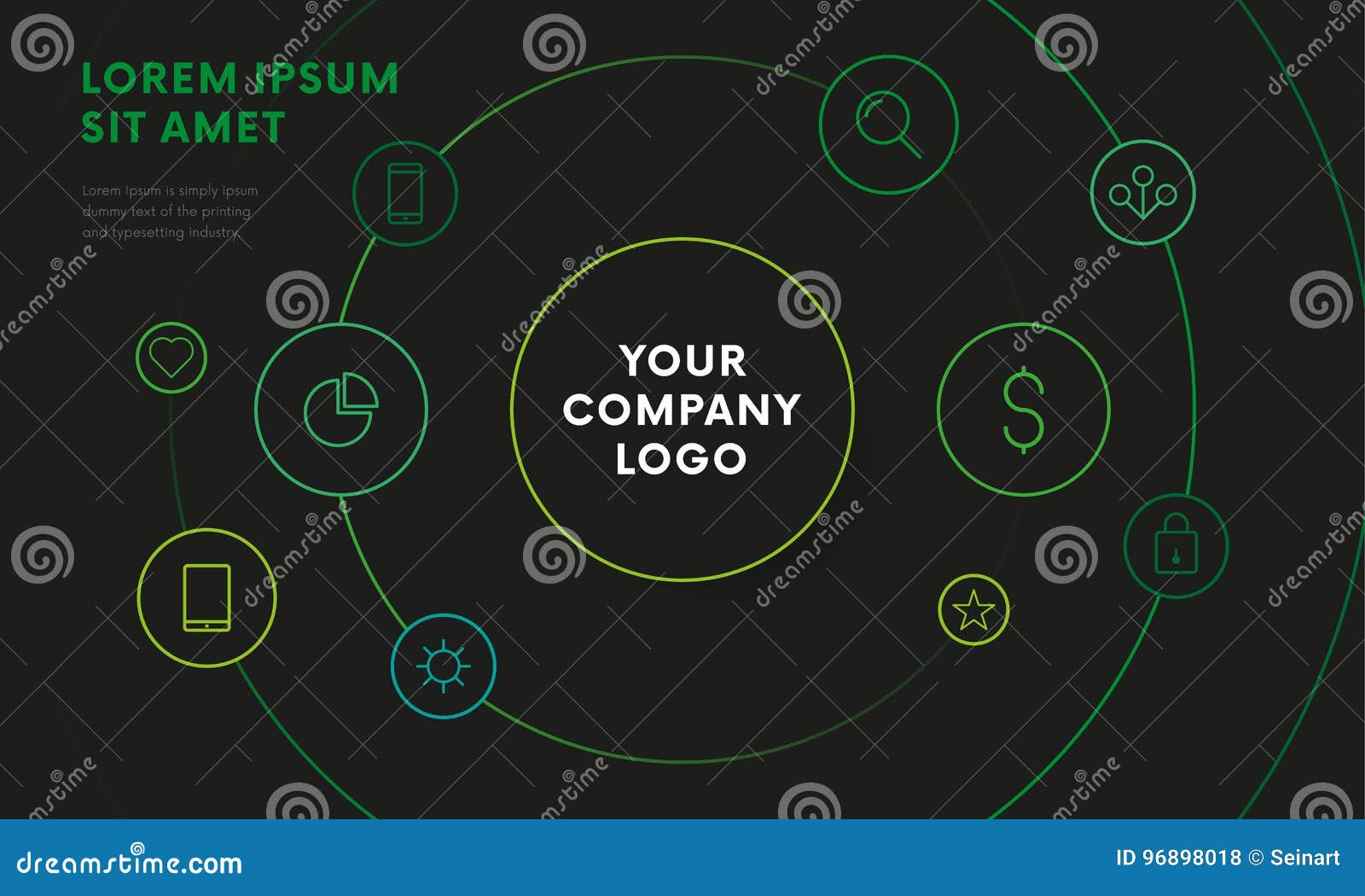 Company Infographic Overview Design Template with Icons. Circle Design ...